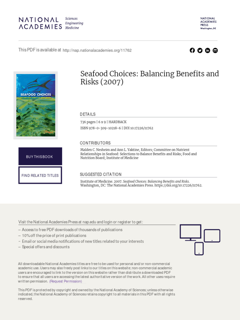 Seafood Choices: Balancing Benefits and Risks (2007) : This PDF Is ...