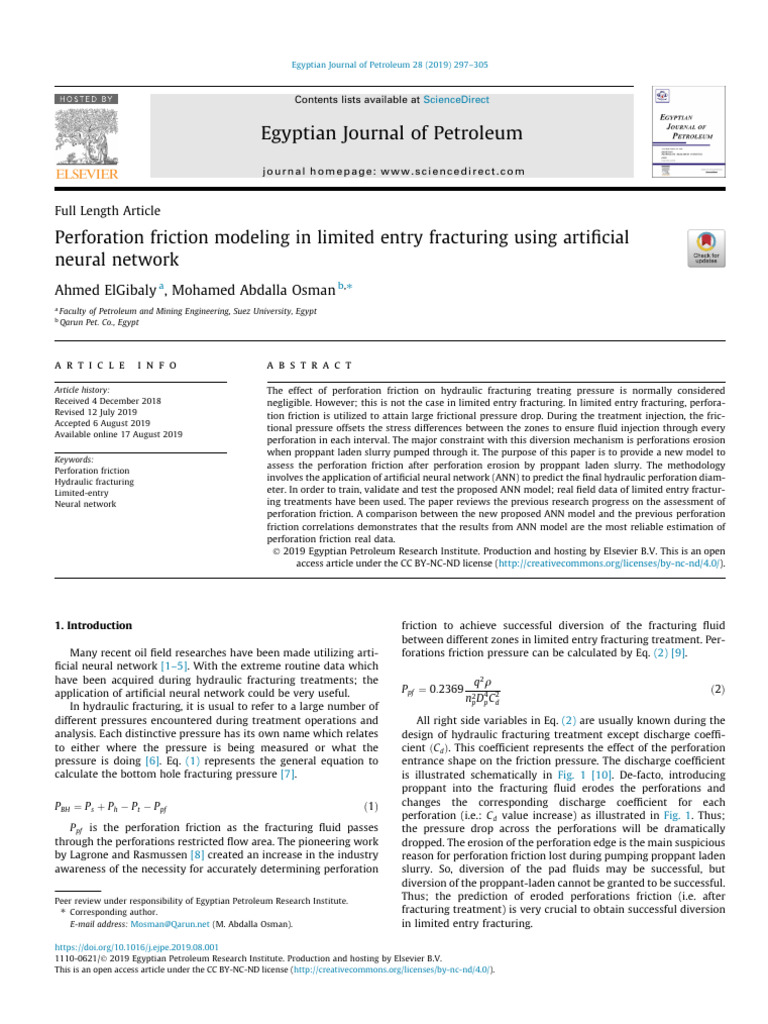 2019 - Perforation Friction Modeling in Limited Entry Fracturing Using ...
