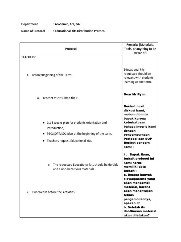 Educational Kits Protocol | PDF | Worksheet