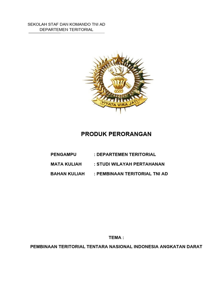 Pembinaan Teritorial TNI AD di Indonesia | PDF