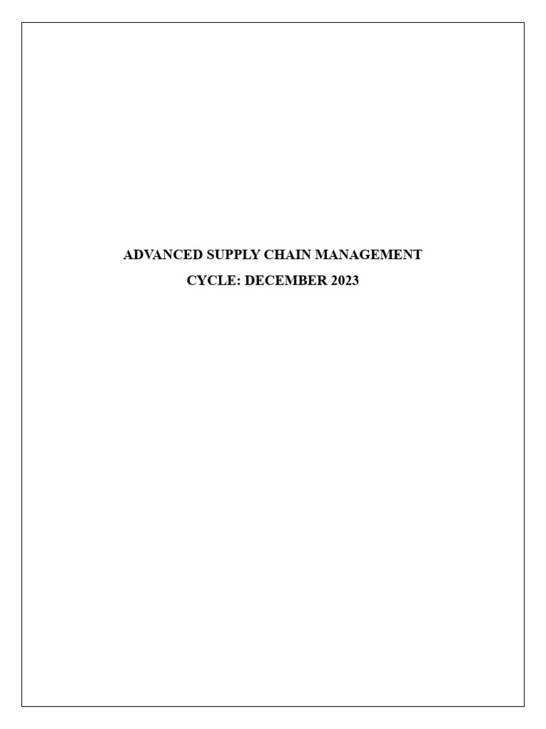 Advanced Supply Chain Management | PDF | Supply Chain | Procurement