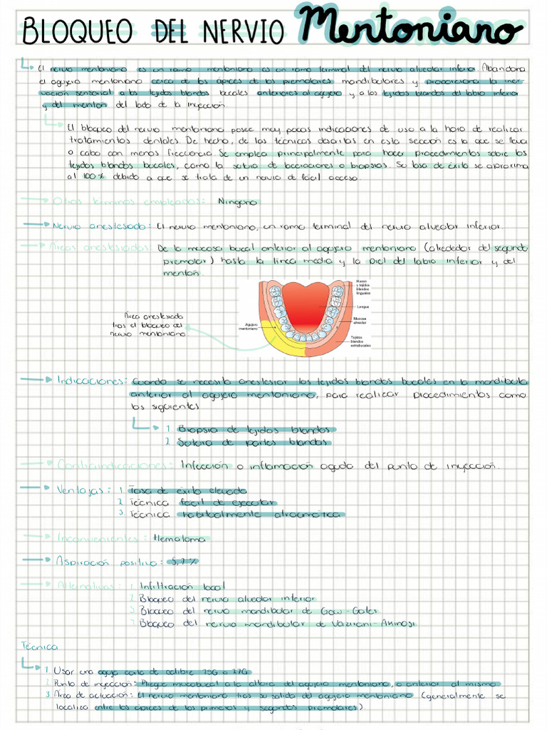 Bloqueo Del Nervio Mentoniano | PDF
