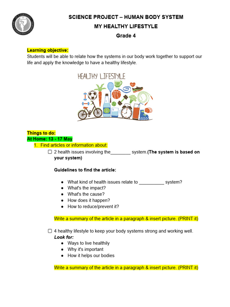 Science Project Human Body System GRD4 | PDF