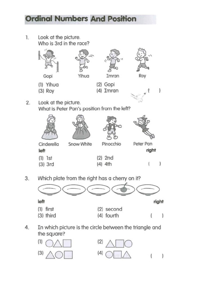 Ordinal Numbers and Position | PDF