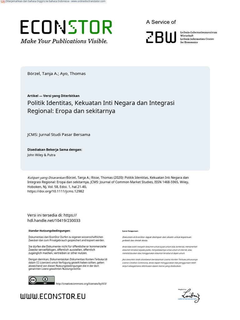 JCMS - JCMS12982 (1) .En - Id | PDF | Politik | Sejarah