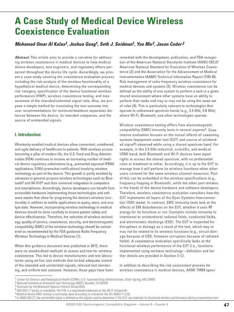 A Case Study of Medical Device Wireless Coexistence Evaluation | PDF ...