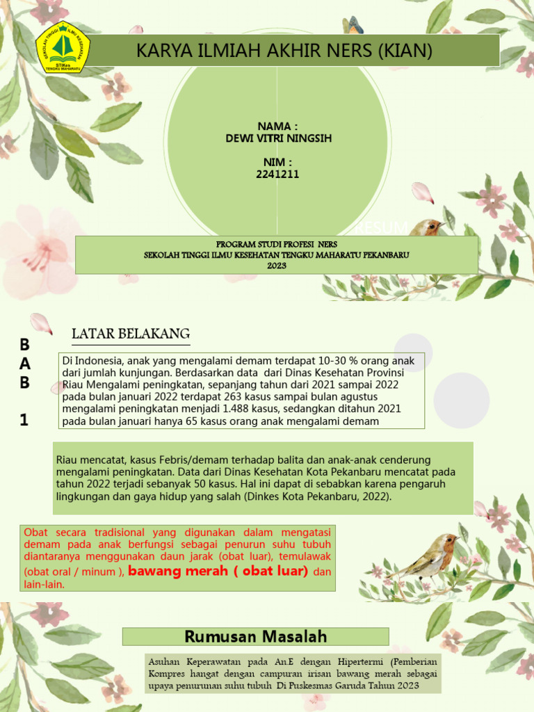 Karya Ilmiah Akhir Ners (Kian) : Resum E | PDF