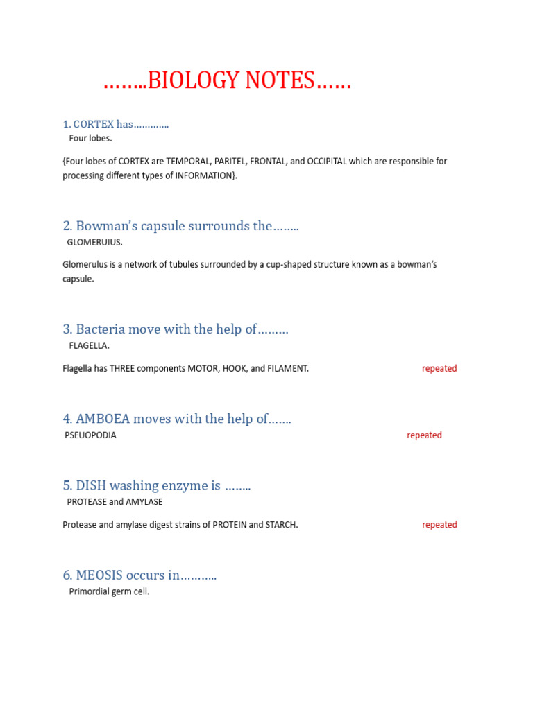 Biology Notes | Download Free PDF | Digestion | Cell (Biology)