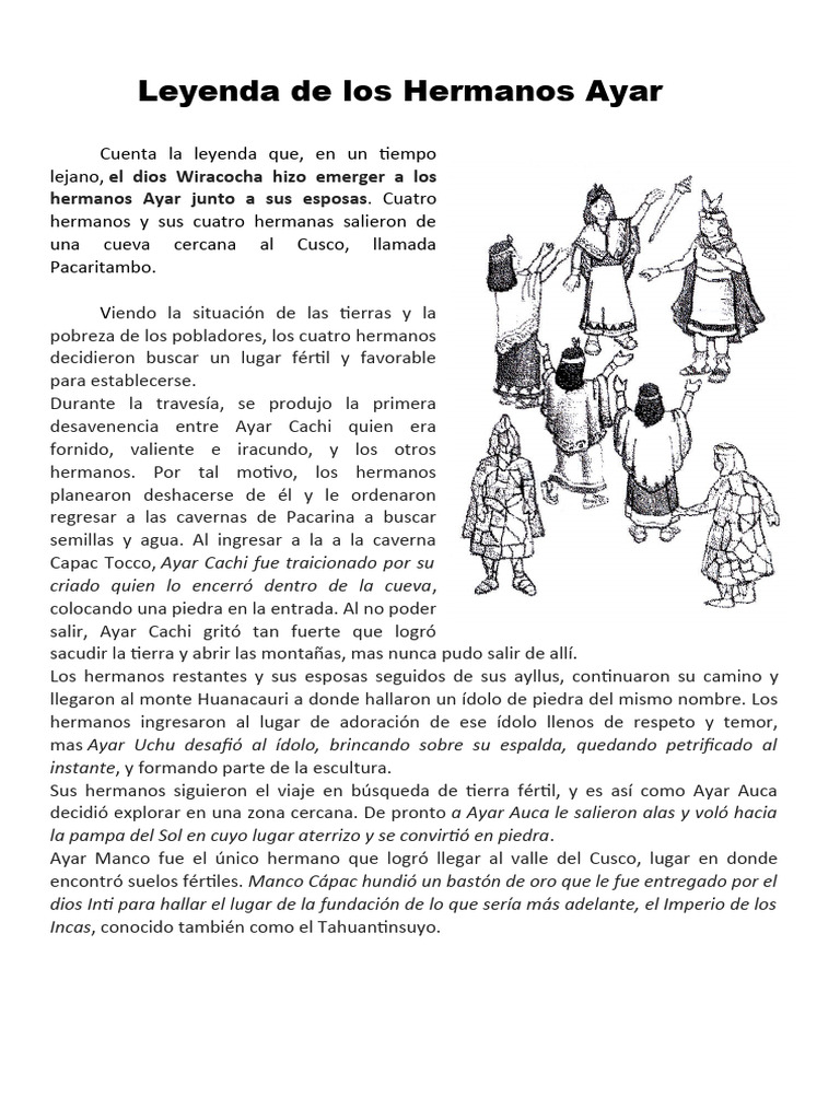 Ficha de Lectura Sobre Los Hermanos Ayar | PDF