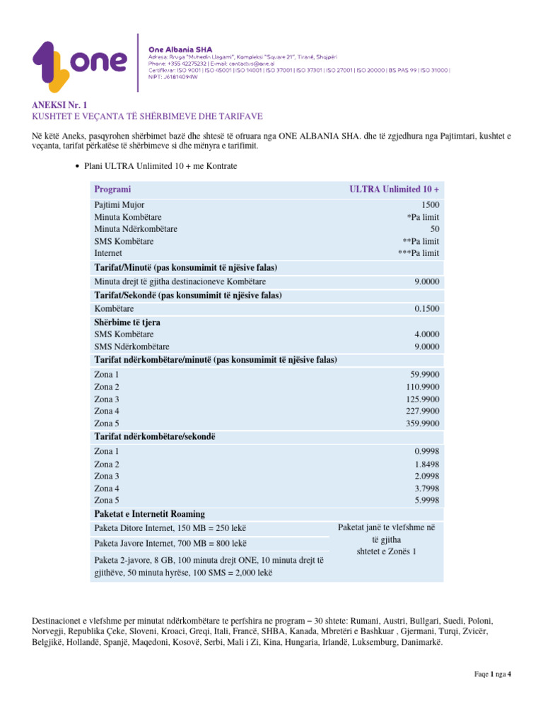 Aneks - Plani Ultra Unlimited 10 + | PDF