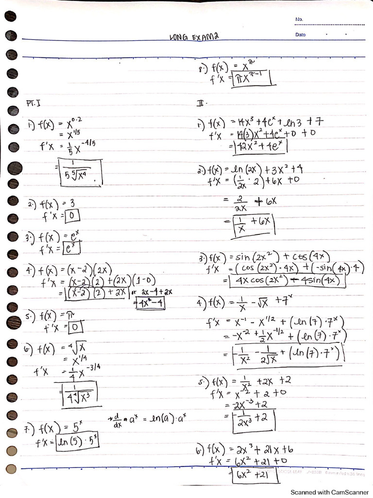 Differential Calculus Exam | PDF