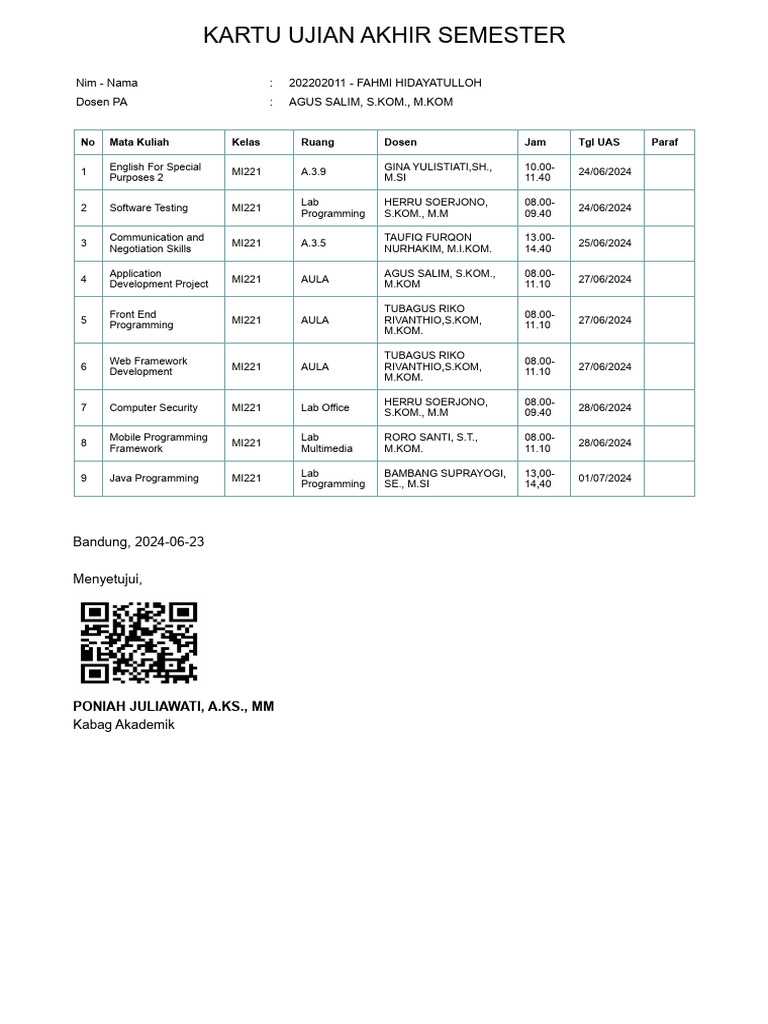 Kartu UAS SMT4 | PDF | Information Technology | Systems Architecture