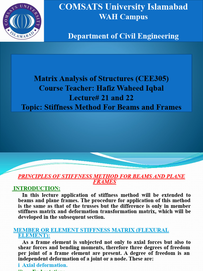 Stiffness Method for Beams & Frames | PDF | Bending | Beam (Structure)