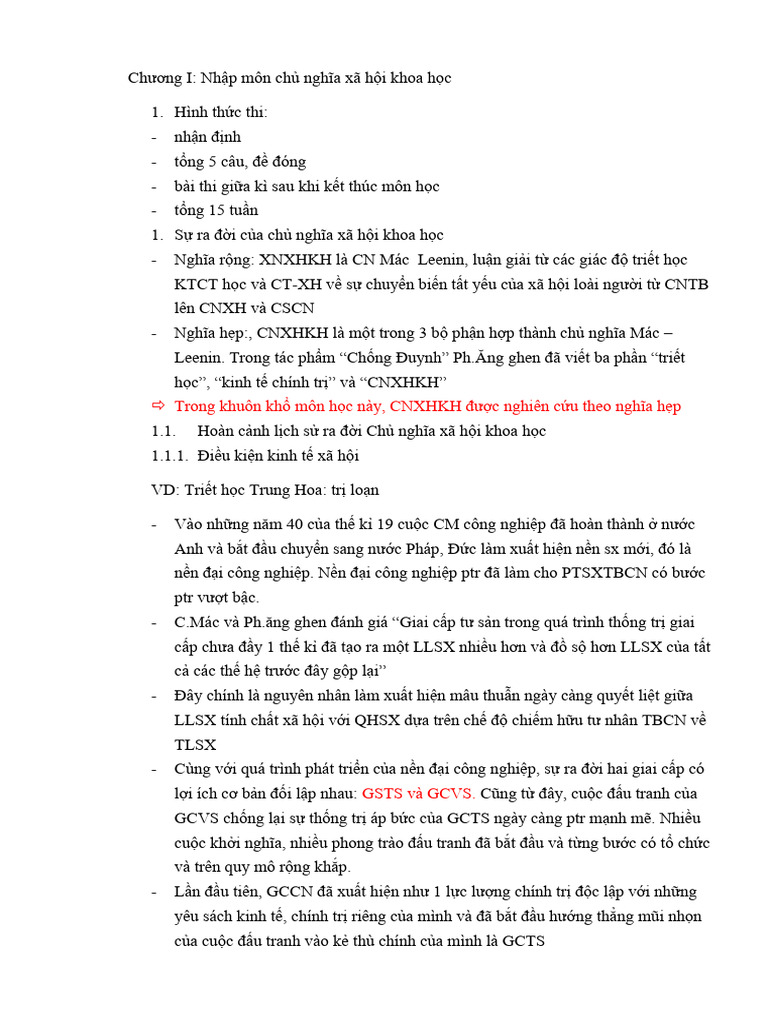 Chương I CNXHKH | PDF