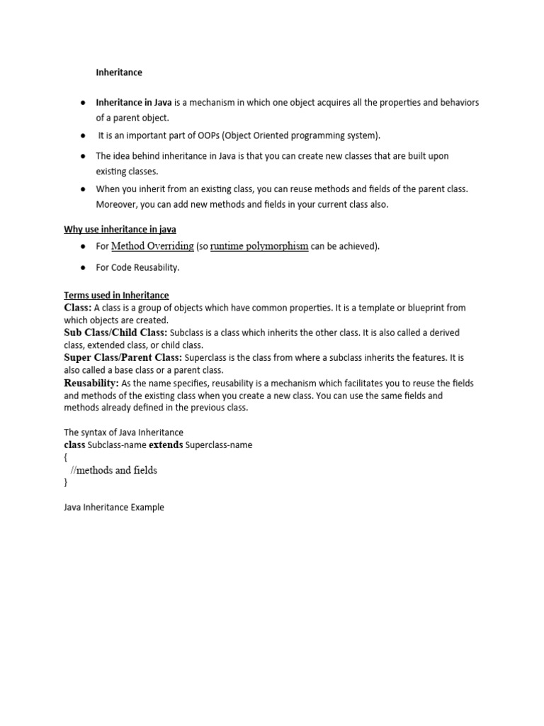 unit 2 java | Download Free PDF | Inheritance (Object Oriented ...