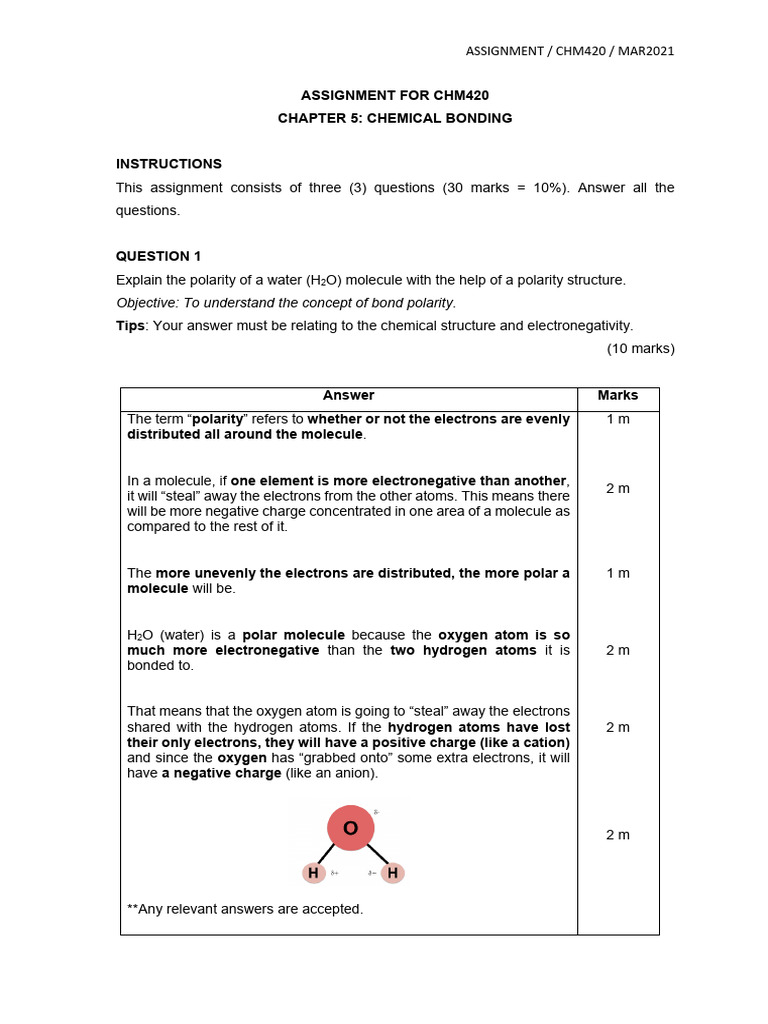 Assignment A - Mac 2021 | PDF | Molecules | Chemical Polarity