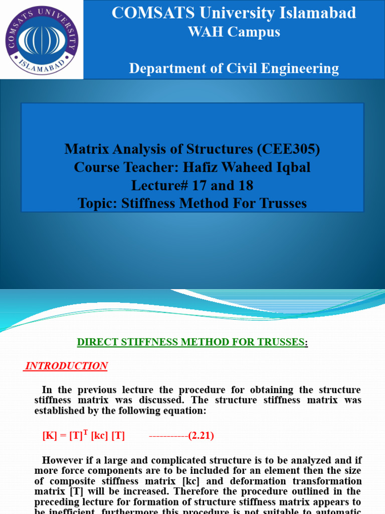 Matrix Analysis CEE 305 Truss | PDF | Cartesian Coordinate System ...