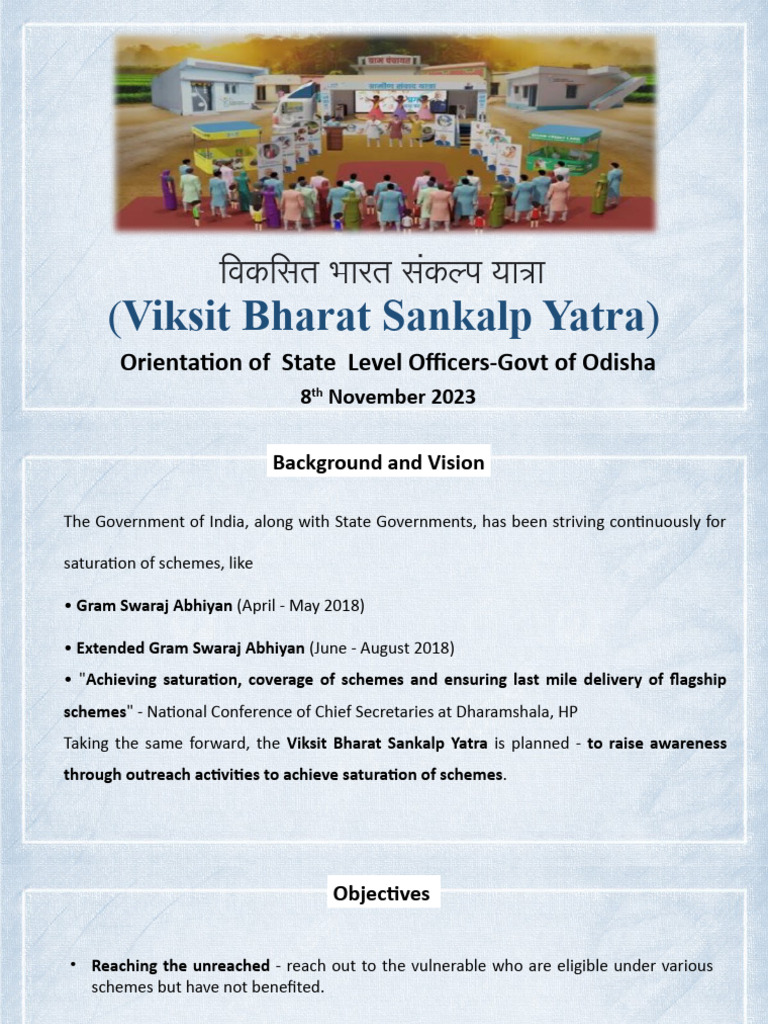 Vikshit Bharat Sankalp Yatra PPT | Download Free PDF | Government Of India