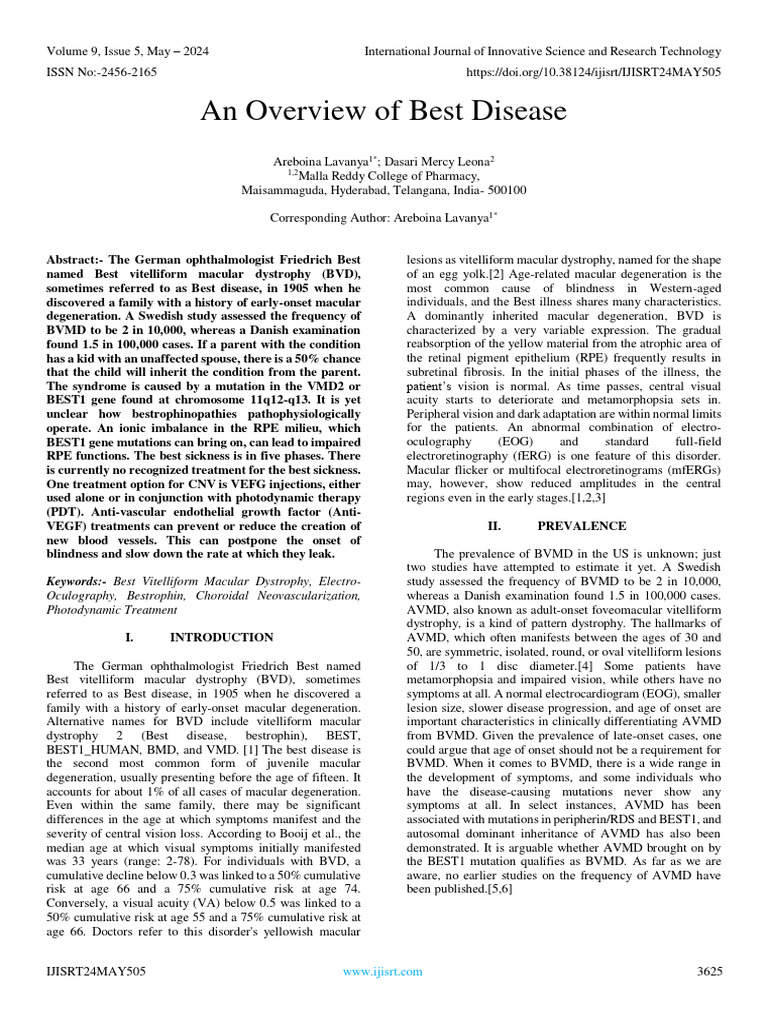 An Overview of Best Disease | PDF | Ophthalmology | Human Eye
