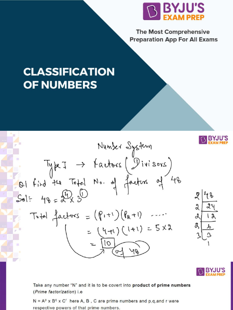 Live Class Classification of Numbers Part I | PDF