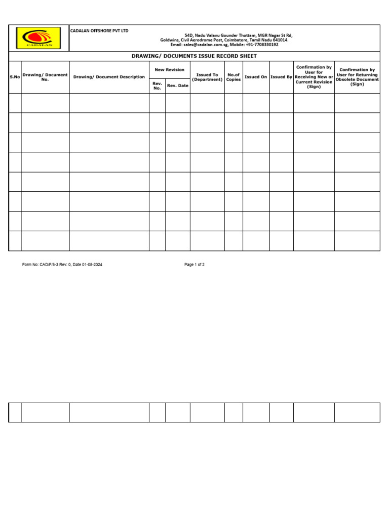 Cadalan Offshore Document Issuance Record | PDF