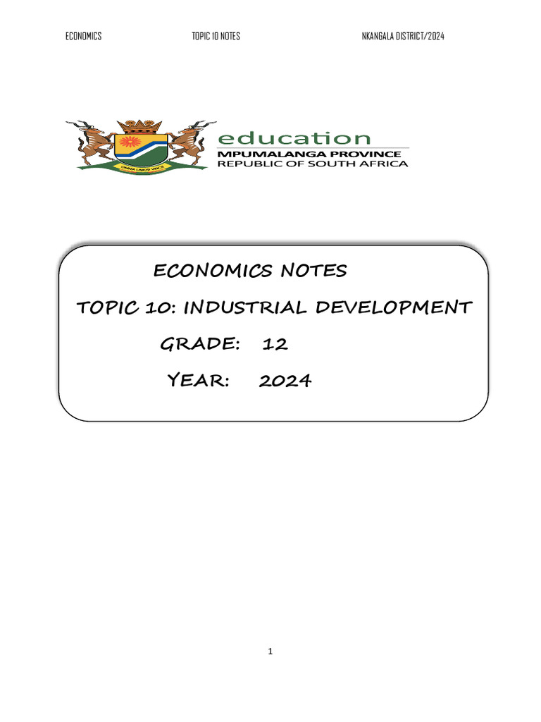 Topic 10 Notes Industrial Development in Sa | PDF | Infrastructure ...