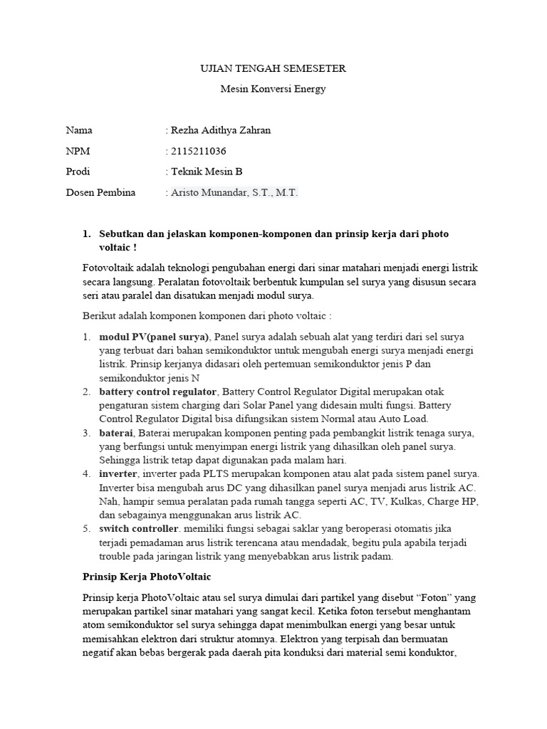 Uts Mesin Konversi Energy | PDF | Teknologi & Rekayasa