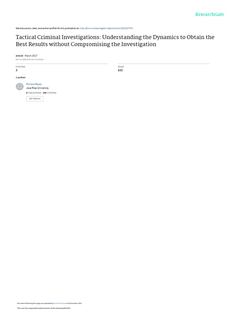 Tactical Criminal Investigations Understanding The | PDF | Detective ...