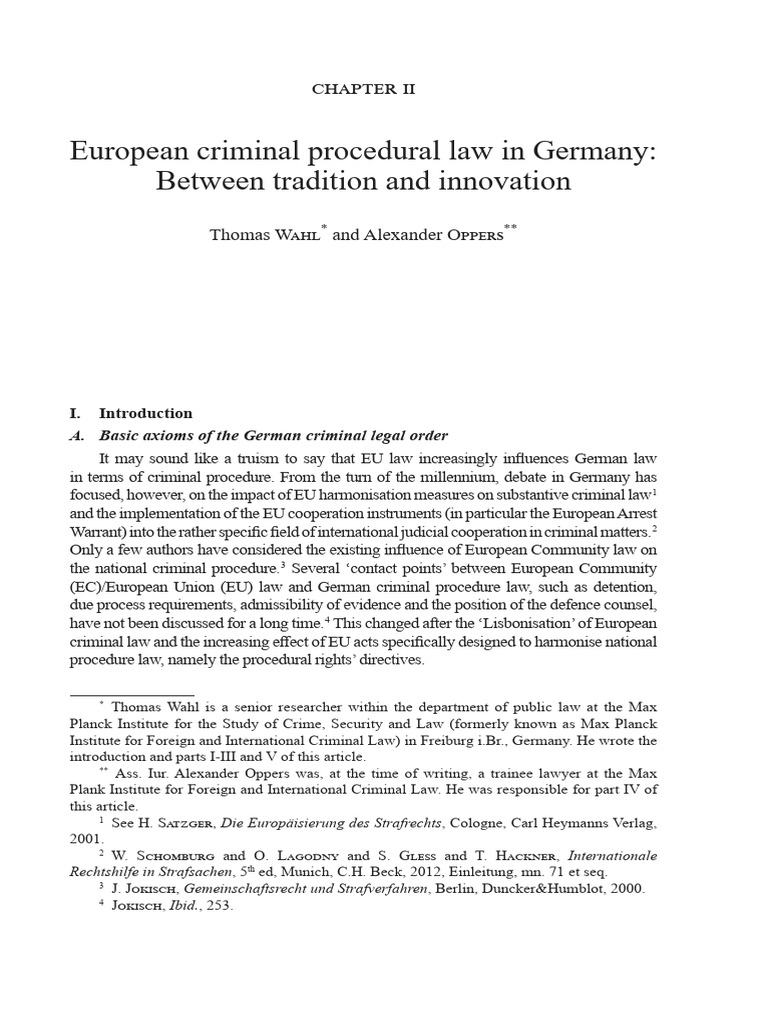 Wahl 2020 European Criminal Procedure Law in Germany | PDF | Prosecutor ...