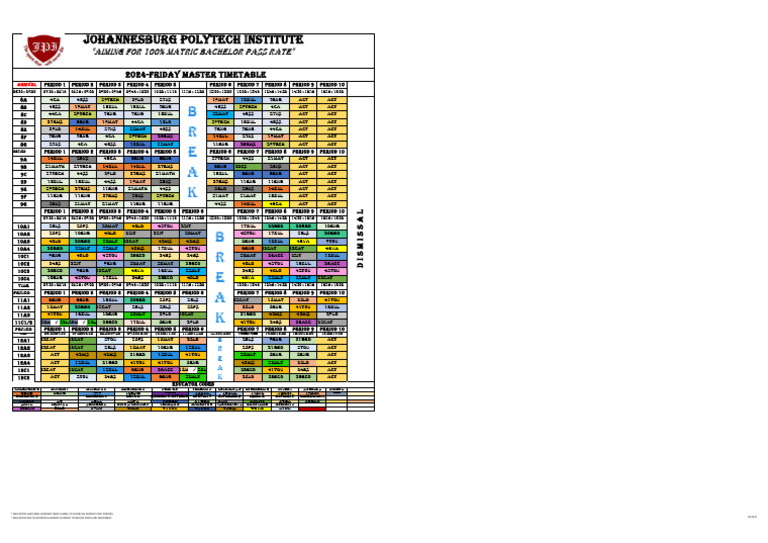 E 2024 Grade 8-12 Friday Master Timetable | PDF