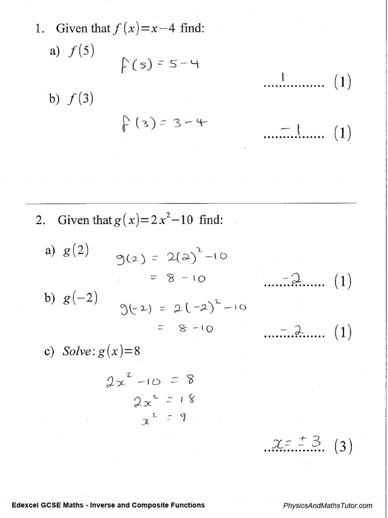 Inverse and Composite Functions MA | PDF
