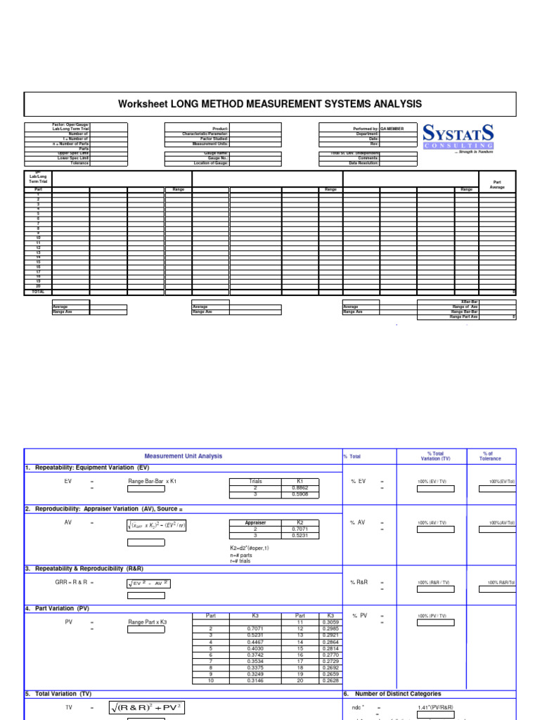 05 - MSA Variable GR&R Template | PDF | Science | Scientific Method