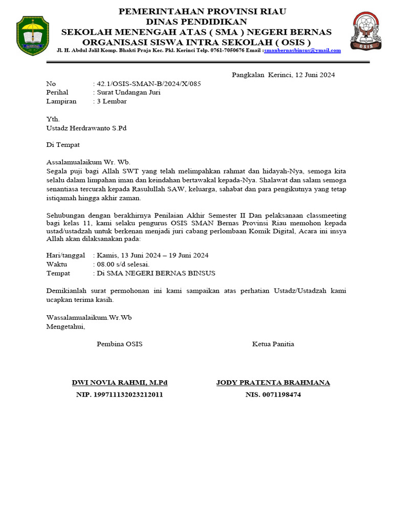 Surat Undangan Juri | PDF