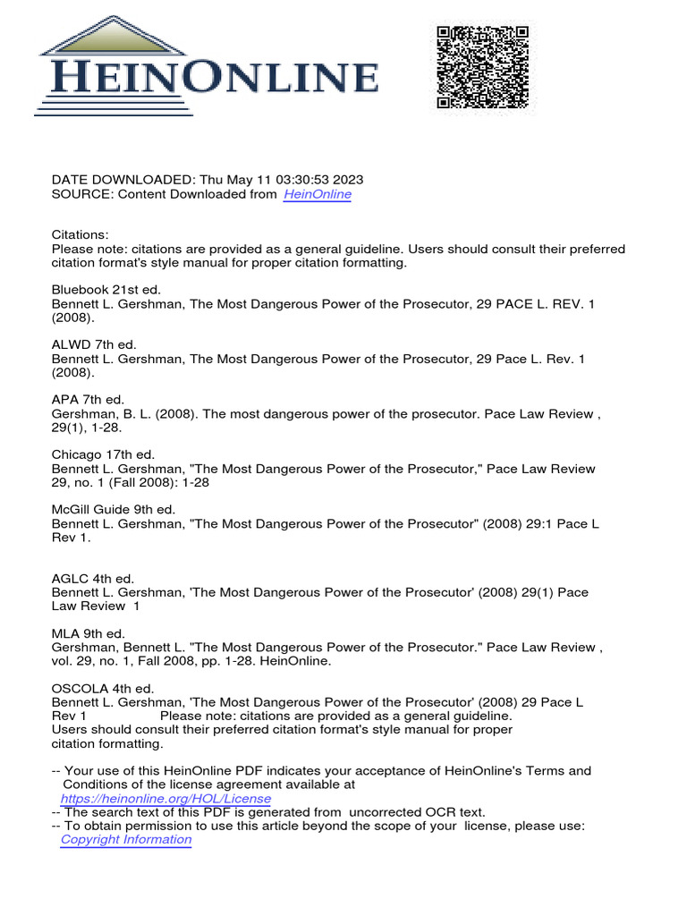 29 Pace LRev 1 | PDF | Prosecutor | Government