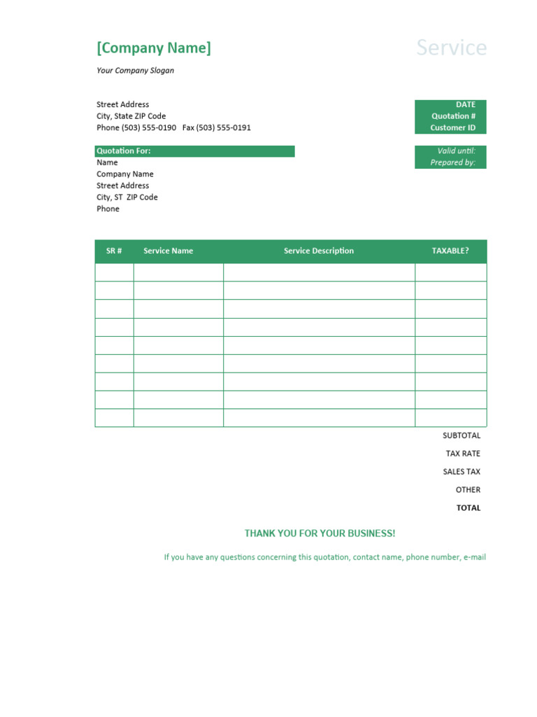 Service Quote Template for Businesses | PDF | Taxes | Government Finances