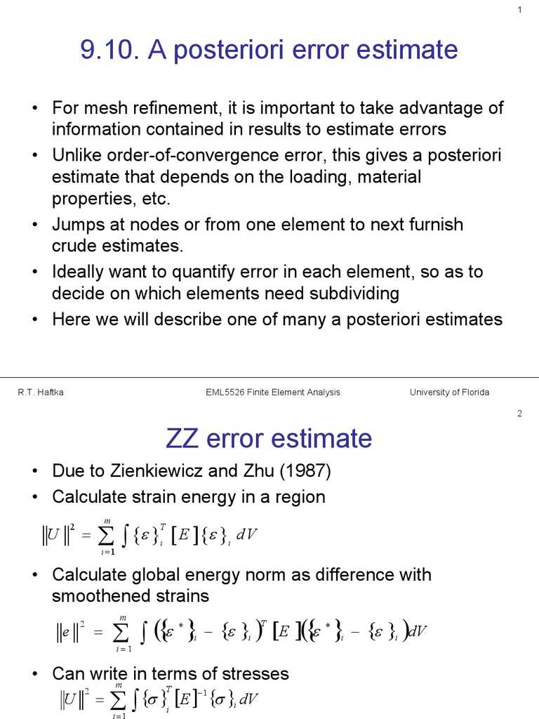 Zz Error Estimator Lecture27 Pdf Finite Element Method Algebra