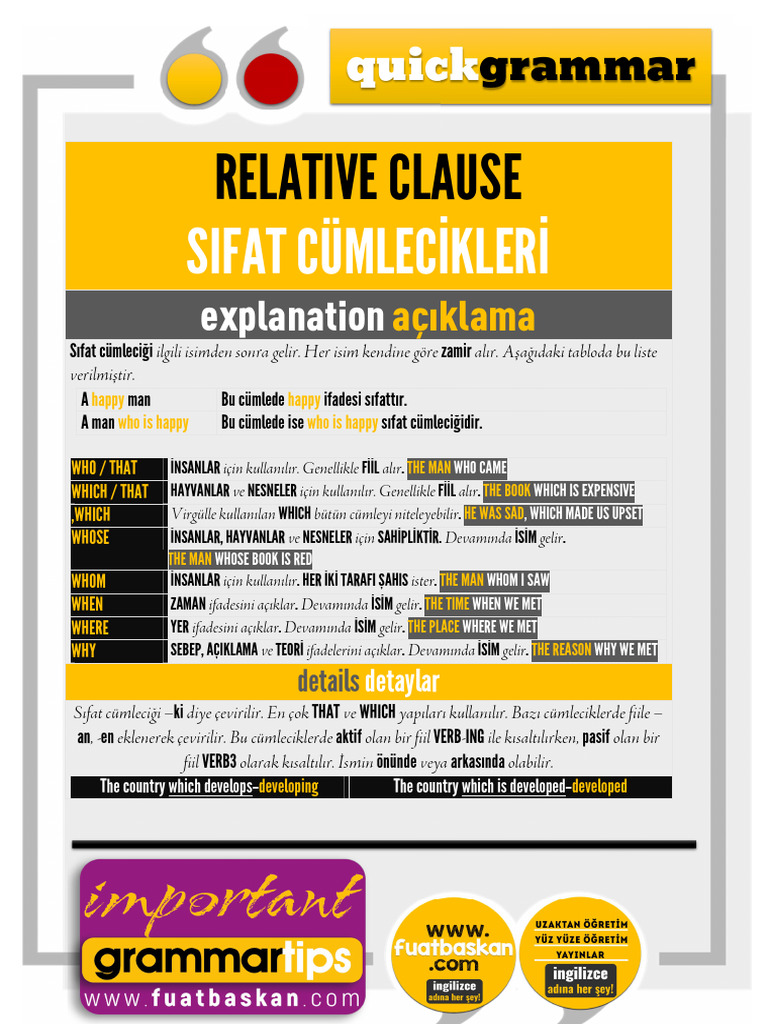 23 Relative Clause Sifat Cümleci̇kleri̇ | PDF