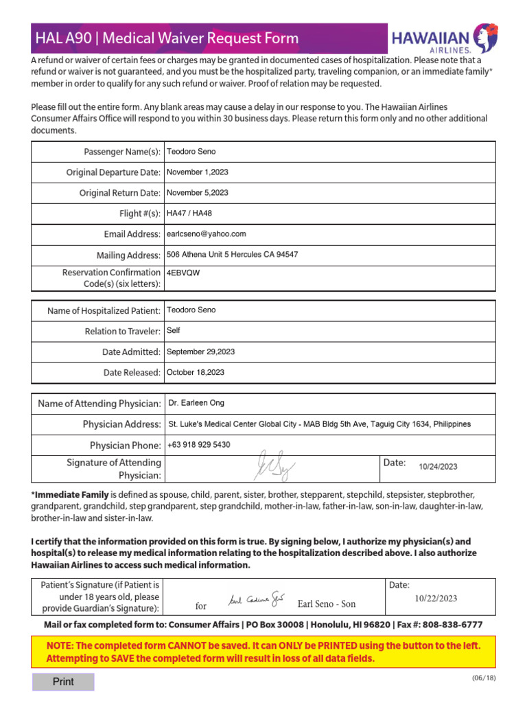 HARP-10763_Medical_Waiver_FORM - Teodoro Seno - Signed | Download Free ...