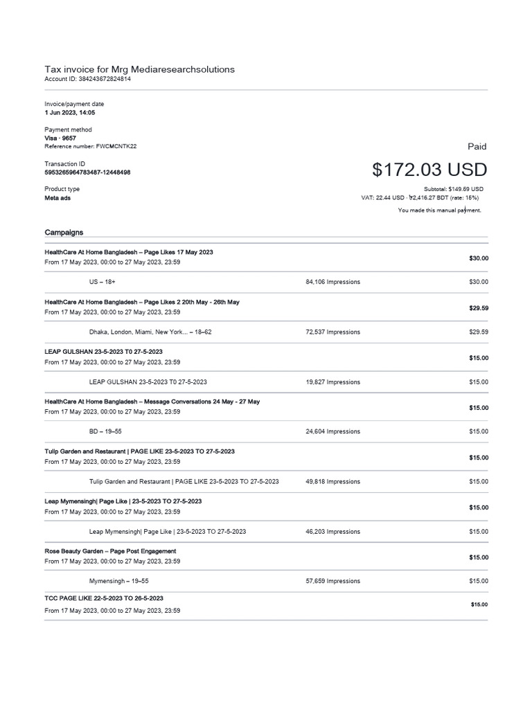 MRG Facebook Boosting Result Report May 2023 | PDF | Services ...