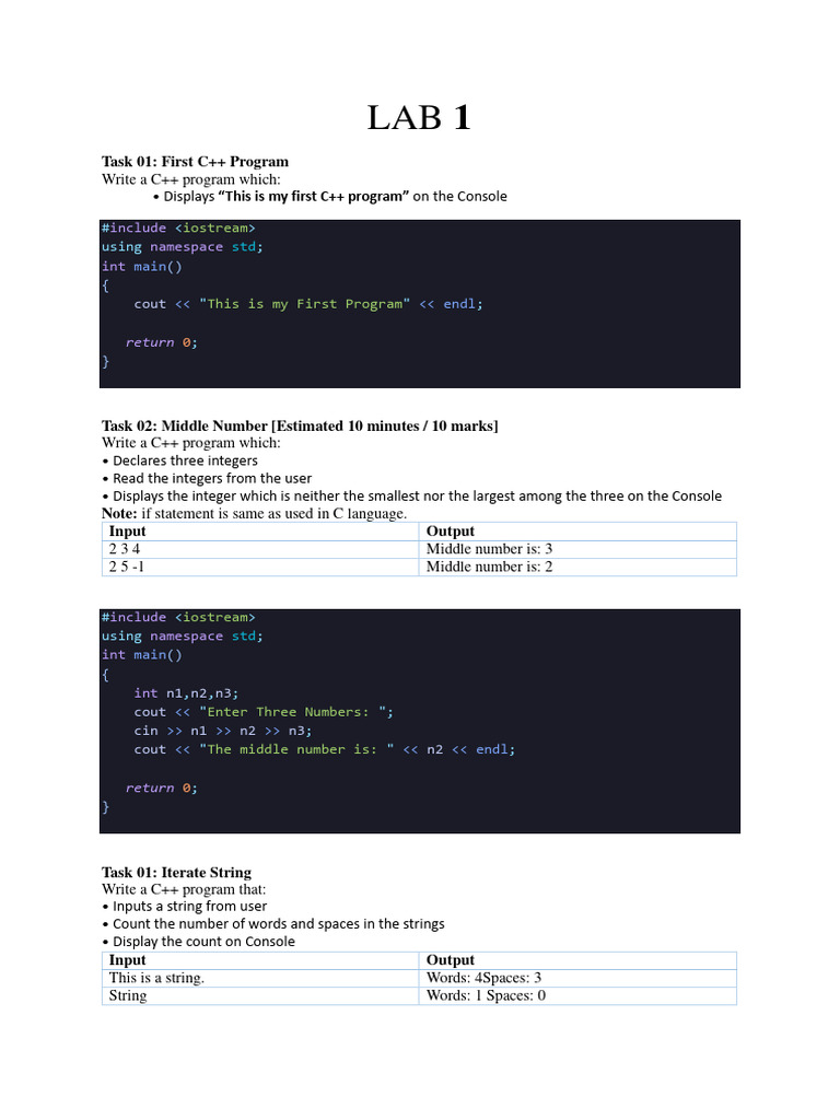LAB 1, 2, 6 Solution (Fellow) | PDF | Constructor (Object Oriented Programming) | Programming