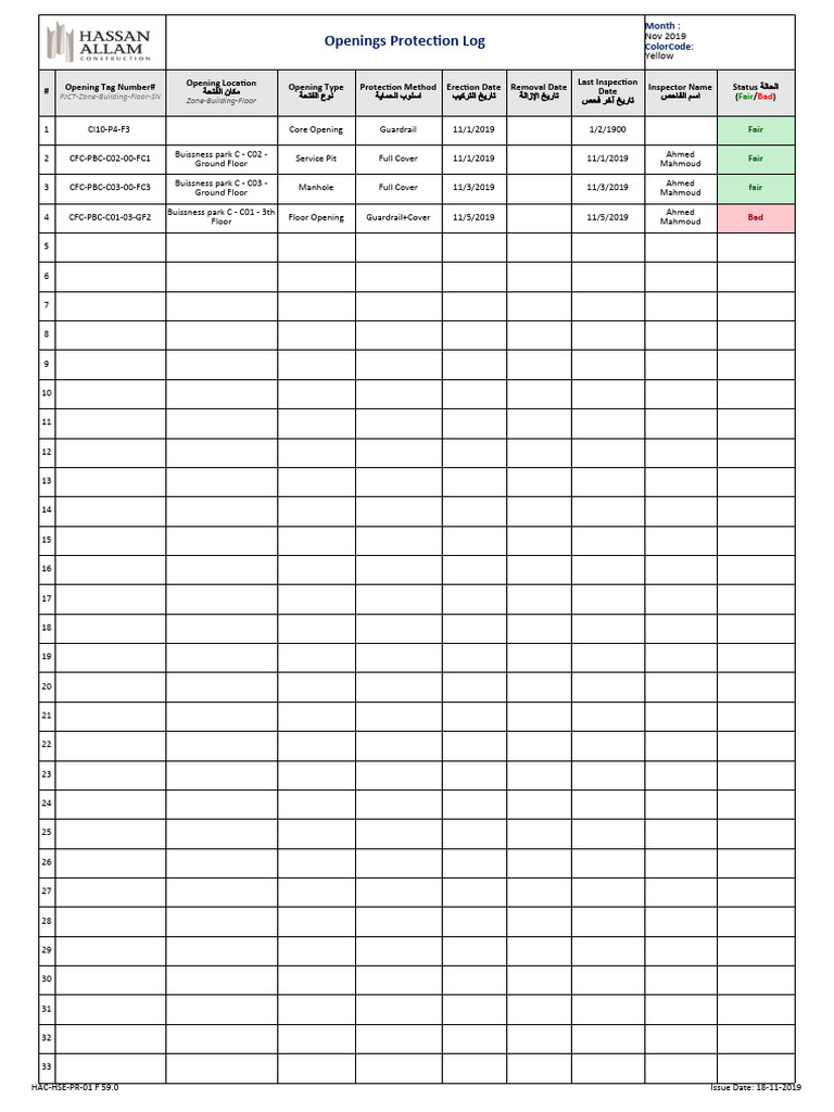 59 Openings Register | PDF