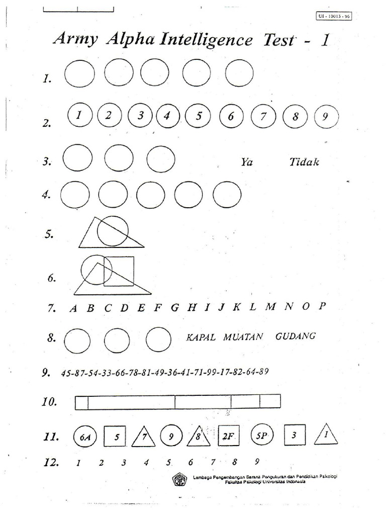 Soal Tes Army Alpha Intelligence | PDF