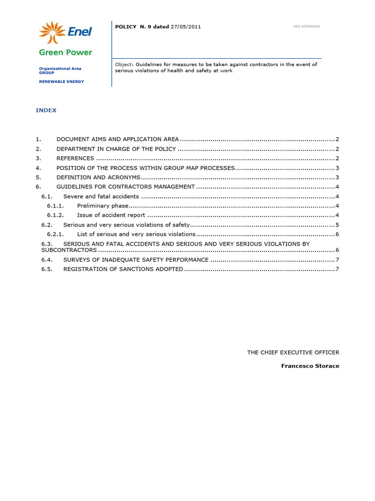 PL 103 (Ex 9) Guidelines For Measures To Be Taken Against Contractors ...