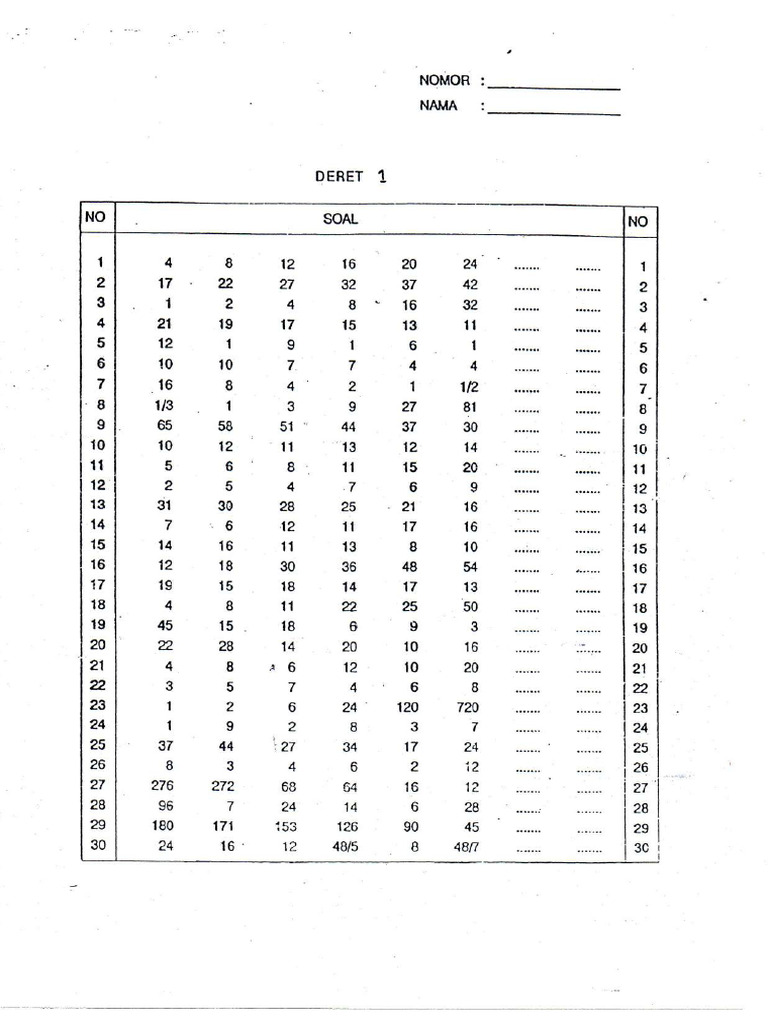 Soal Tes Deret Angka | PDF
