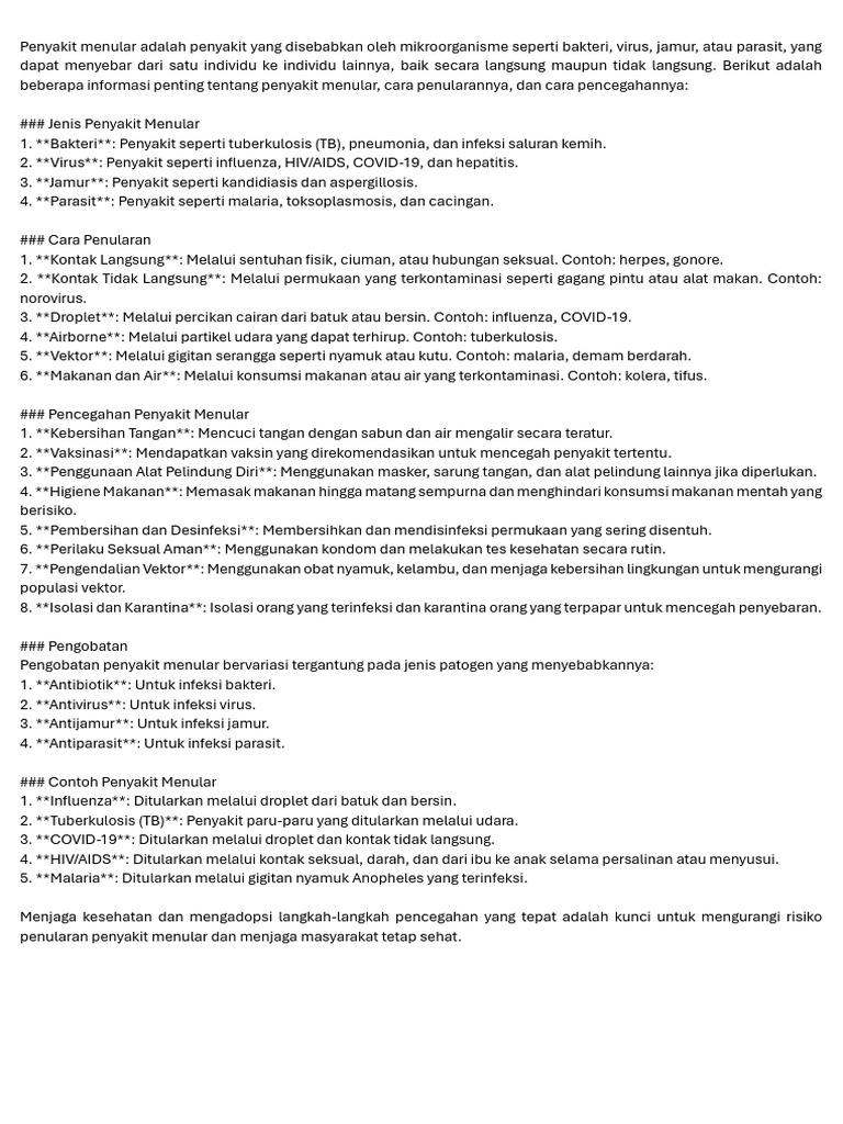 Panduan Lengkap Penyakit Menular dan Pencegahannya | PDF | Kesehatan ...