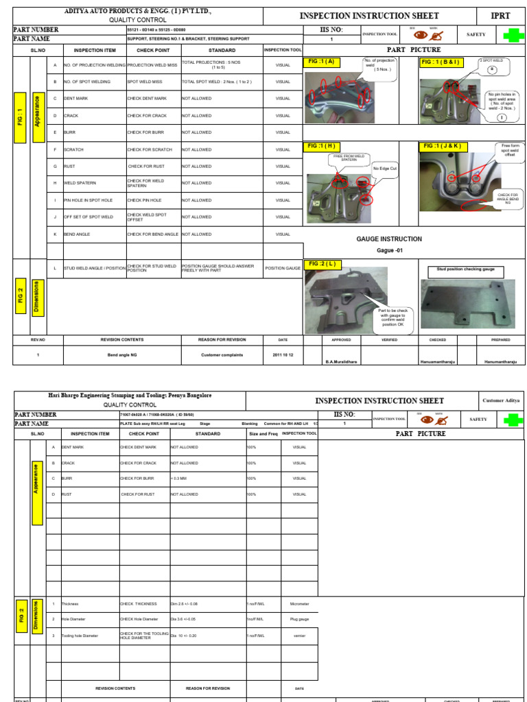 Aditya Auto Products Inspection Guide | PDF | Industrial Processes ...