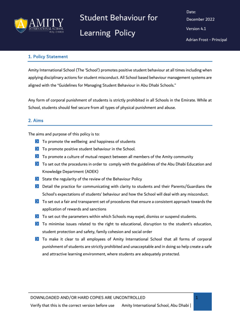 Student Behaviour and Expulsion Policy v4 - 1 Dec 2022 | PDF | Policy ... Student Behaviour and Expulsion Policy v4 - 1 Dec 2022 | PDF | Policy ...