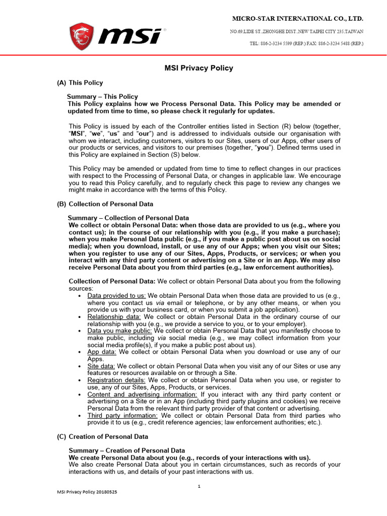 MSI Privacy Policy - English MSFT EULA Page | PDF | Http Cookie | Information Privacy