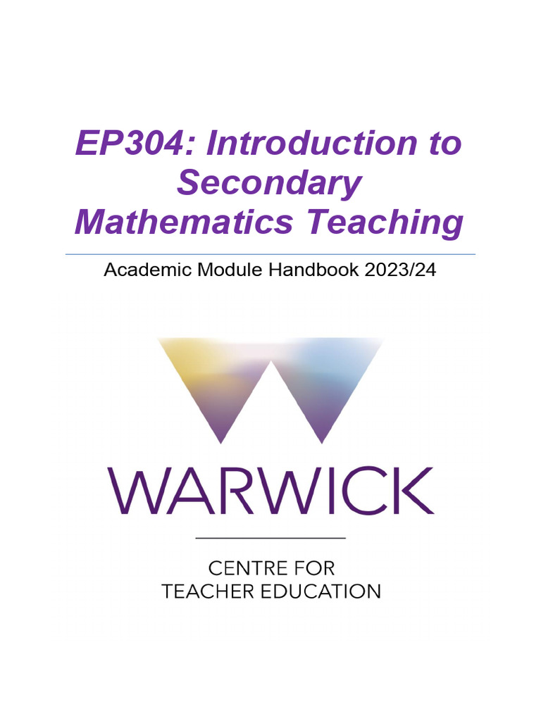 EP304 - Introduction To Secondary Mathematics Teaching Academic Module Handbook 202324 | PDF ...