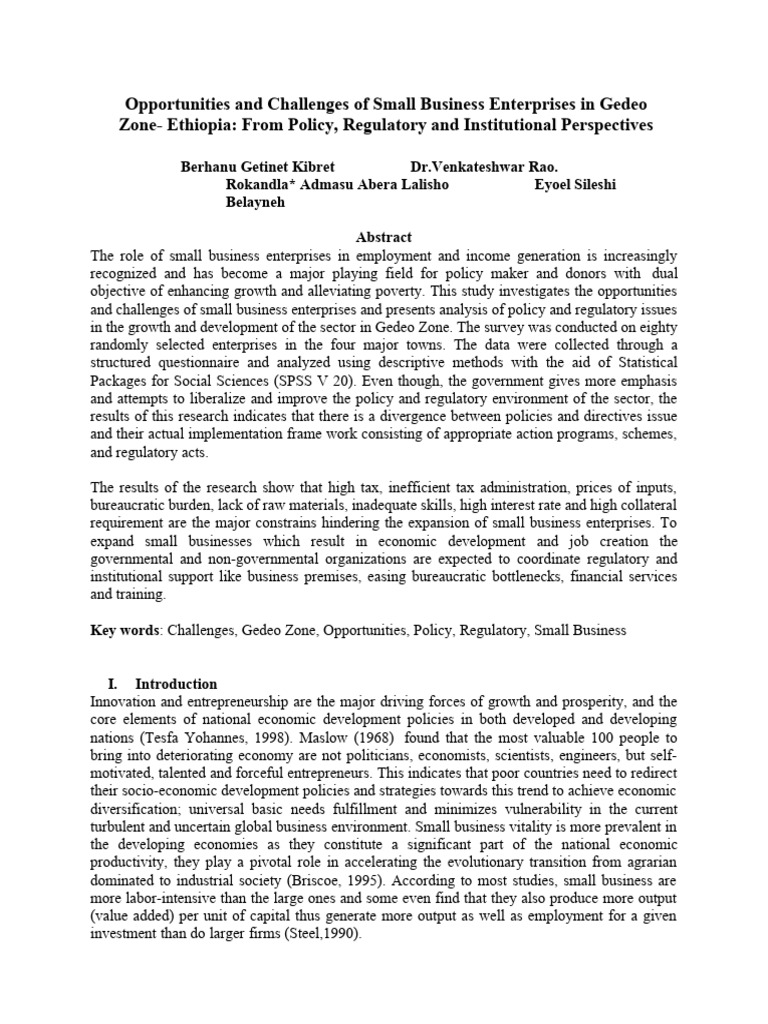 Opportunities_and_Challenges_of_Small_Bu | PDF | Taxes | Policy